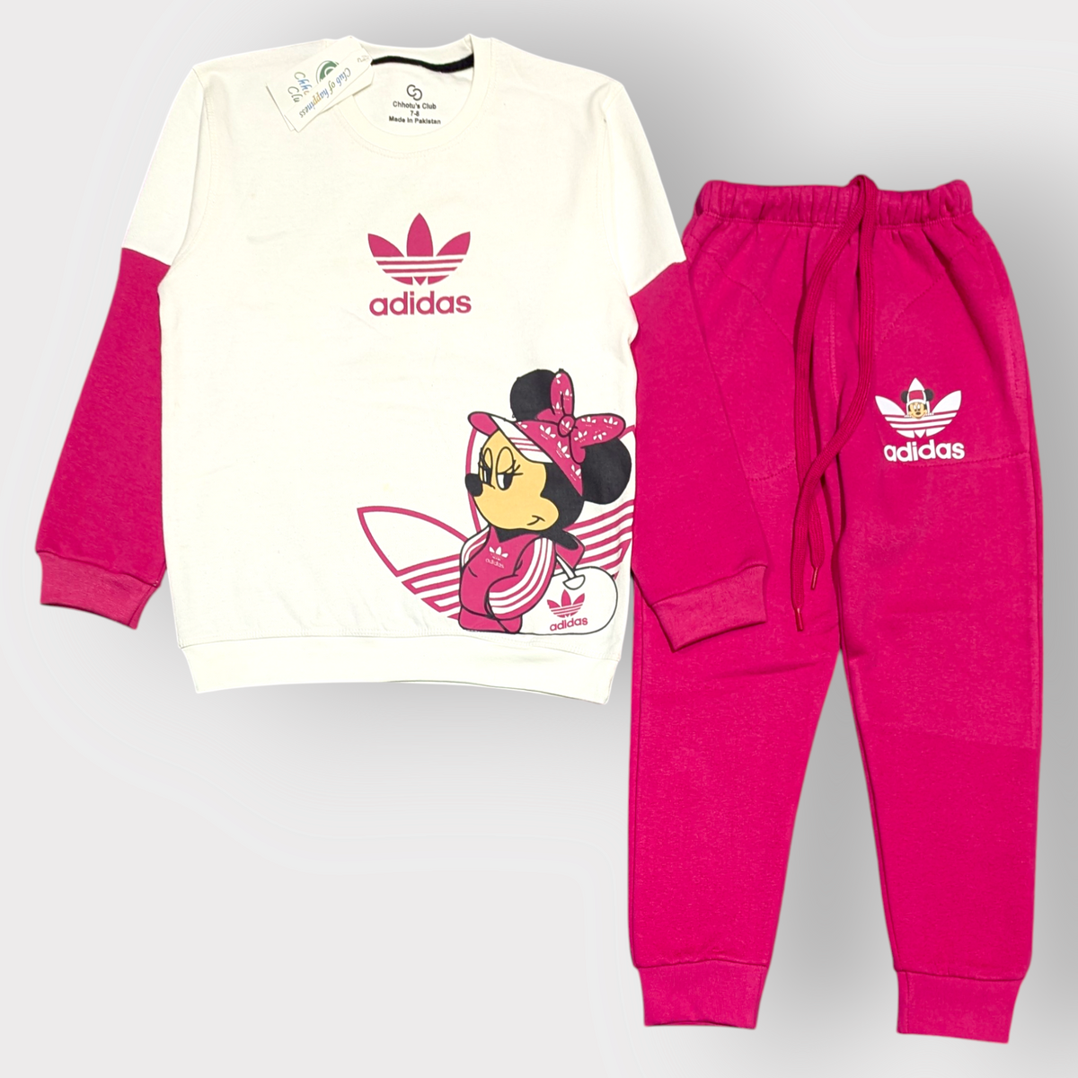 Minnie Mouse Inspired Tracksuit – Pink & White – chhotu's club
